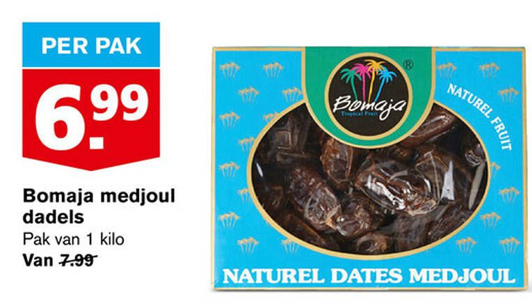 Bomaja medjoul dadels 1 kilo aanbieding bij Hoogvliet