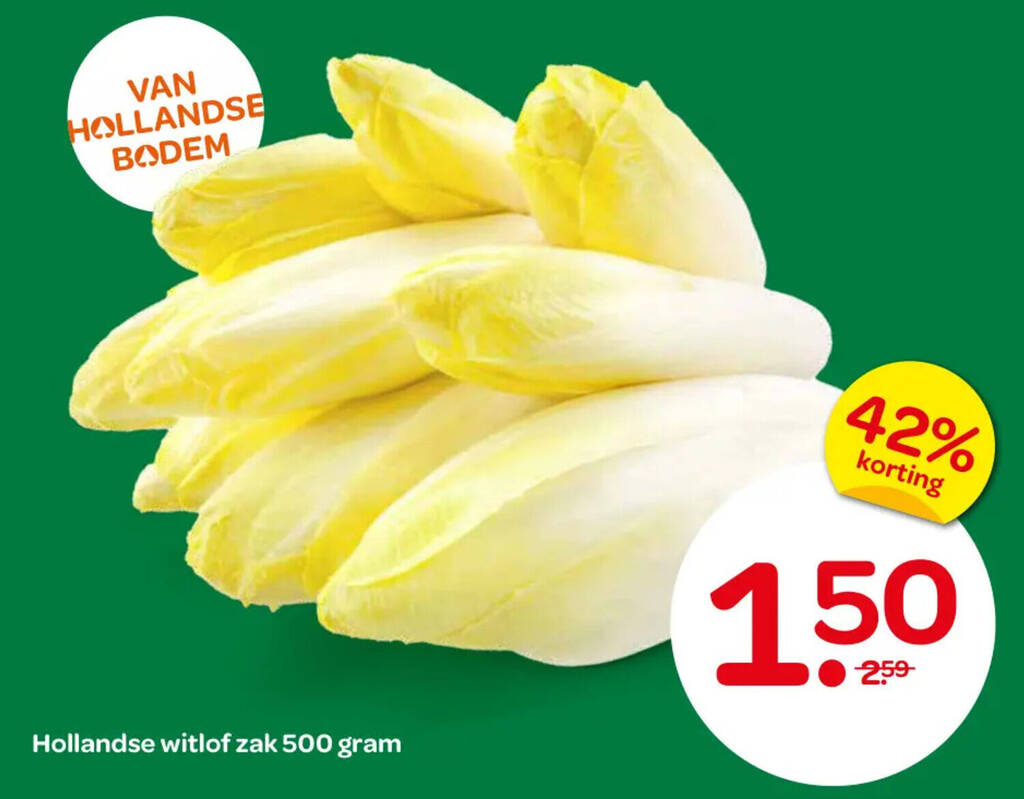 Hollandse witlof 500 gram aanbieding bij Spar