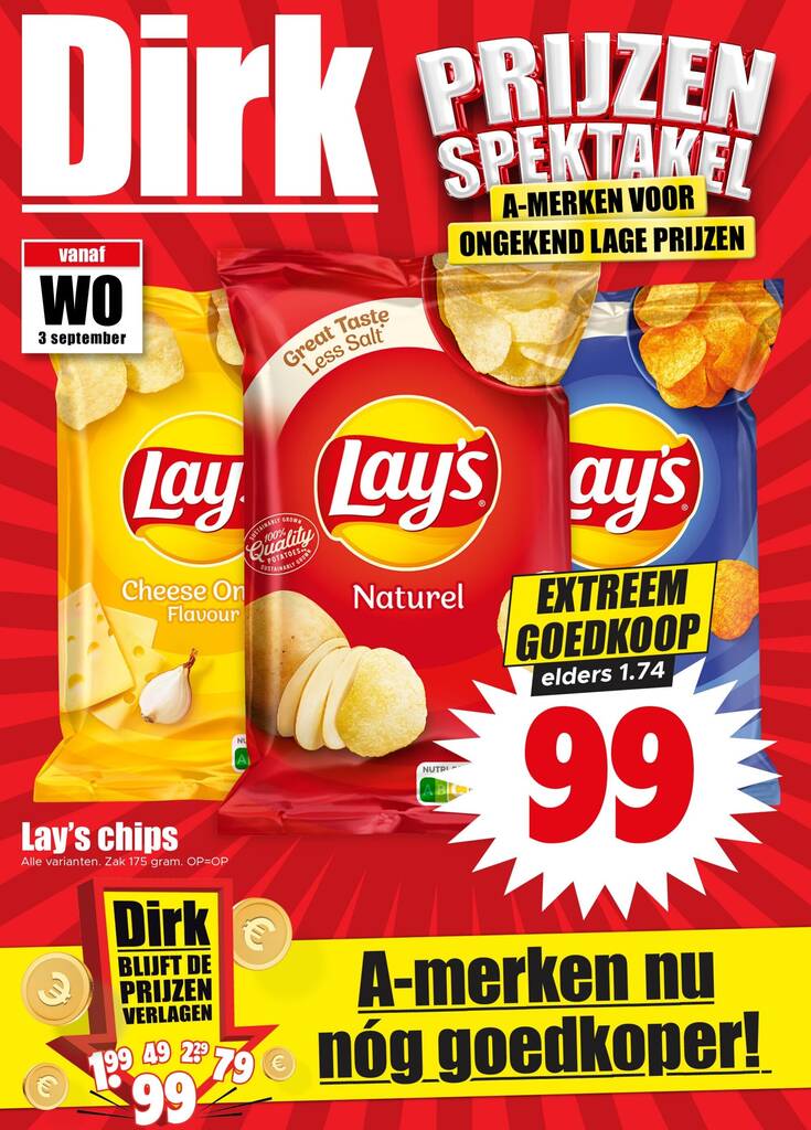 Lay's chips 175 g aanbieding bij Dirk