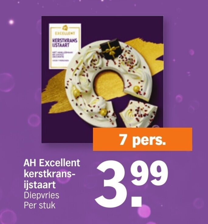 AH Excellent kerstkrans-ijstaart aanbieding bij Albert Heijn
