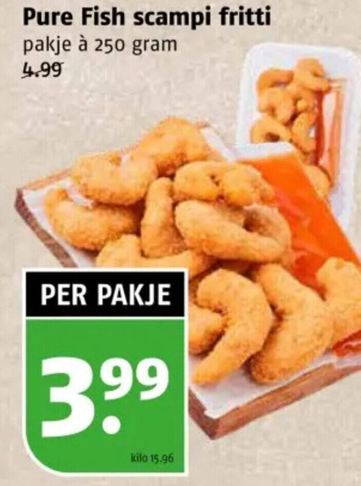 Pure Fish scampi fritti 250 g aanbieding bij Poiesz
