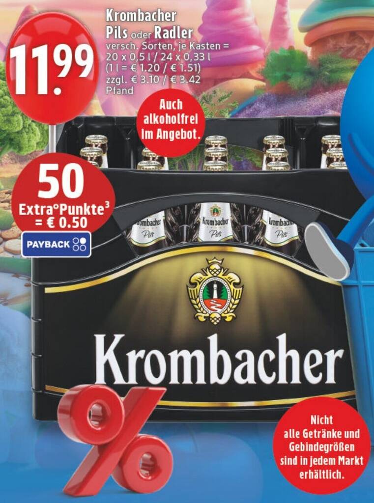 Krombacher Pils oder Radler aanbieding bij Edeka DE