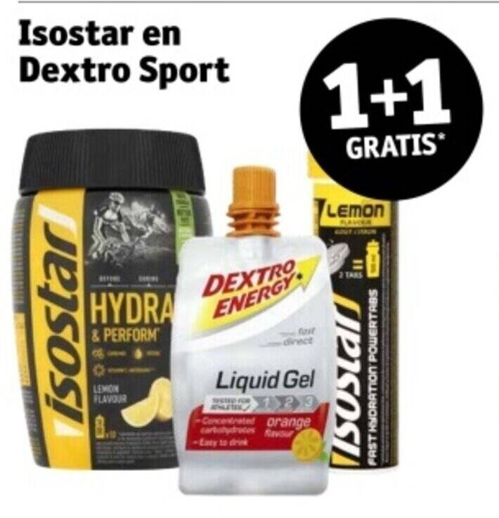 Isostar en Dextro Sport 1+1 gratis aanbieding bij Kruidvat