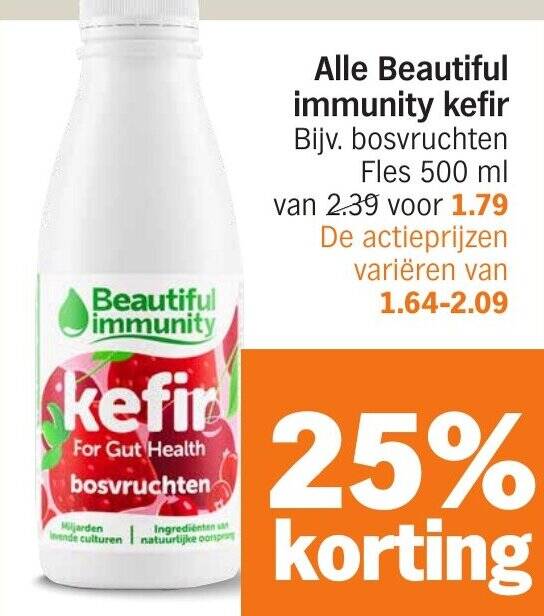 Alle Beautiful immunity kefir 500 ml aanbieding bij Albert Heijn