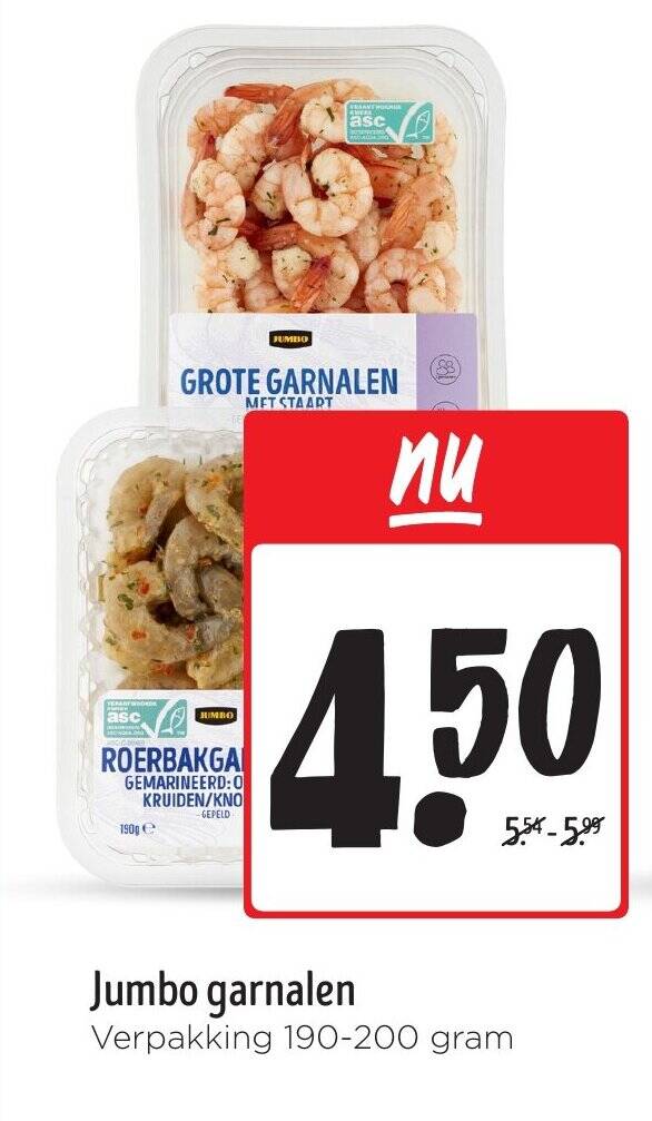 Jumbo garnalen 190/200 gram aanbieding bij Jumbo