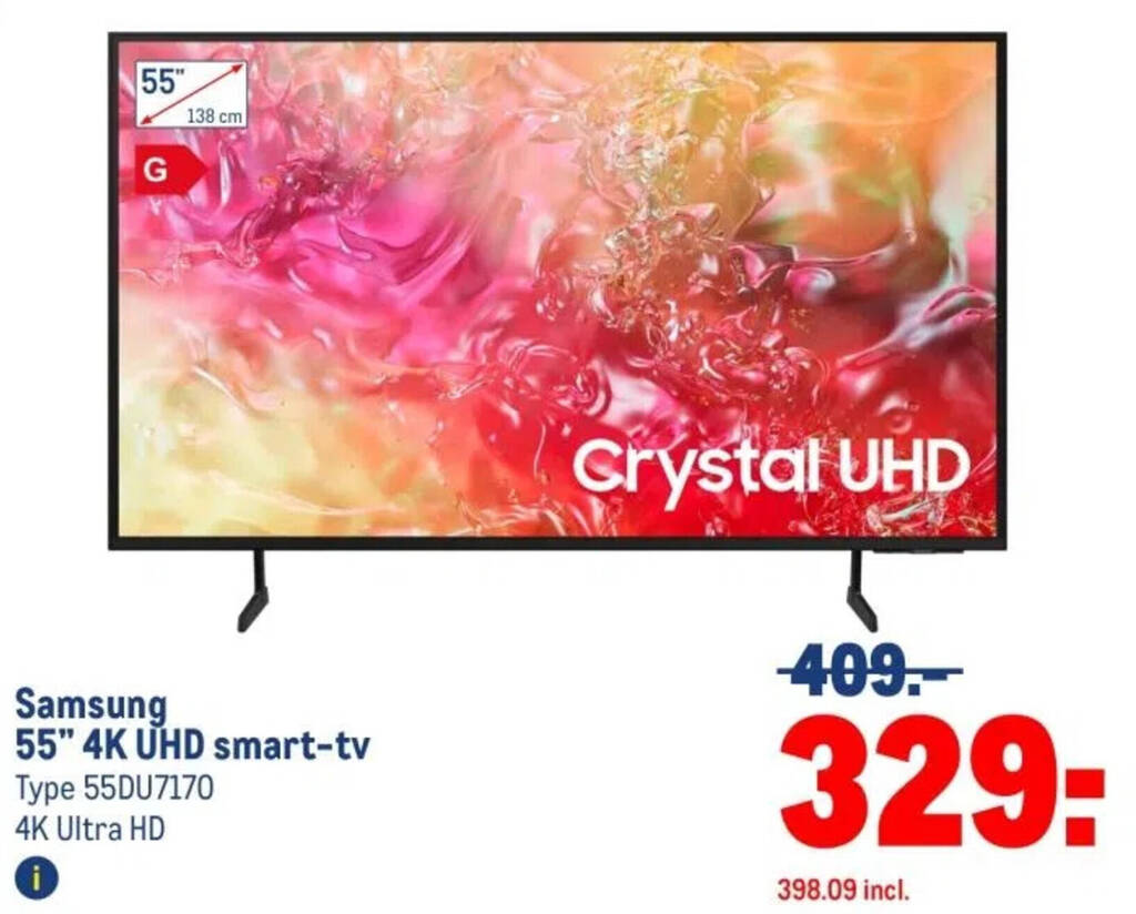 Samsung 55" 4K UHD smart-tv 55 inch aanbieding bij Makro