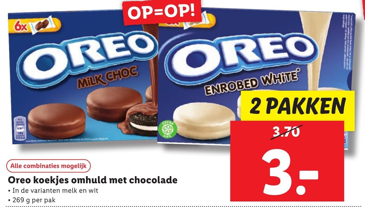 Oreo Koekjes omhuld met chocolade 2*269g aanbieding bij Lidl