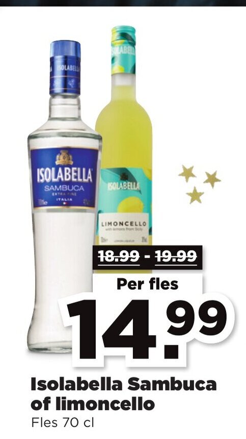 Isolabella Sambuca of limoncello per fles 1 liter aanbieding bij PLUS