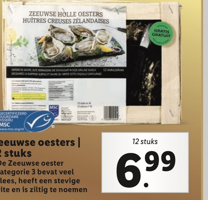 Zeeuwse oesters | 12 stuks aanbieding bij Lidl