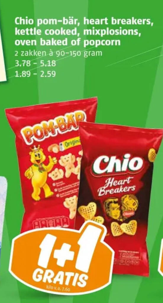 Chio pom-bär, heart breakers, kettle cooked, mixplosions, oven baked of ...