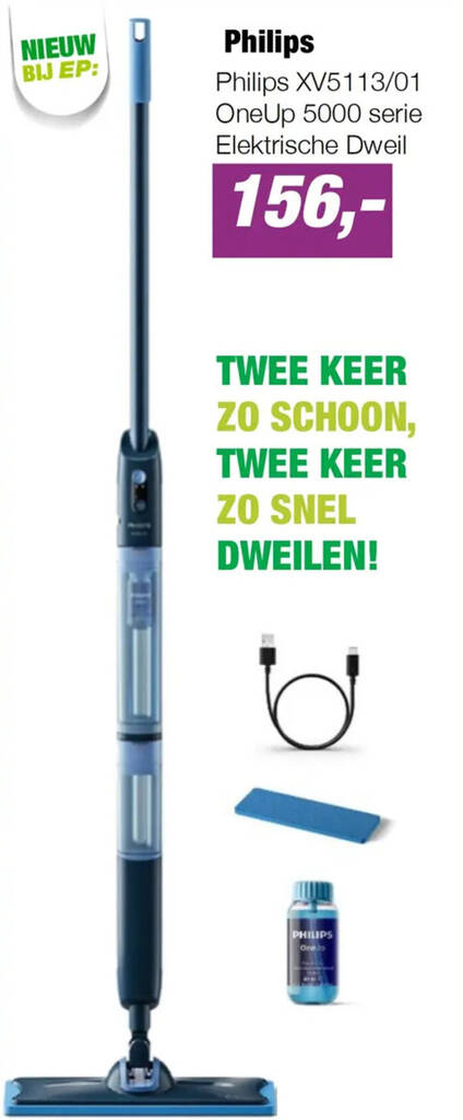 Philips XV5113/01 OneUp 5000 serie Elektrische Dweil aanbieding bij EP