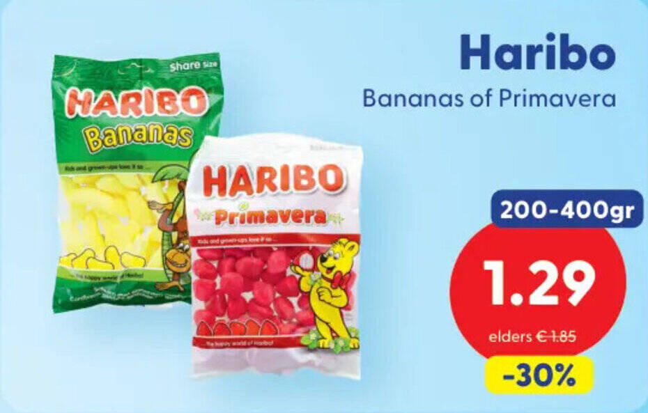 Haribo 200 - 400 g aanbieding bij Die Grenze