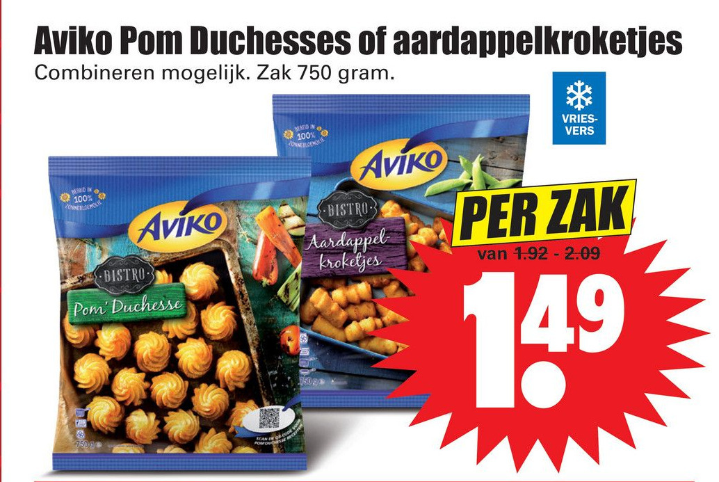 Aviko Pom Duchesses of aardappelkroketjes aanbieding bij Dirk