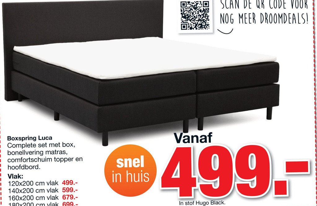 Boxspring Luca Complete set met box, bonellvering matras, comfortschuim ...