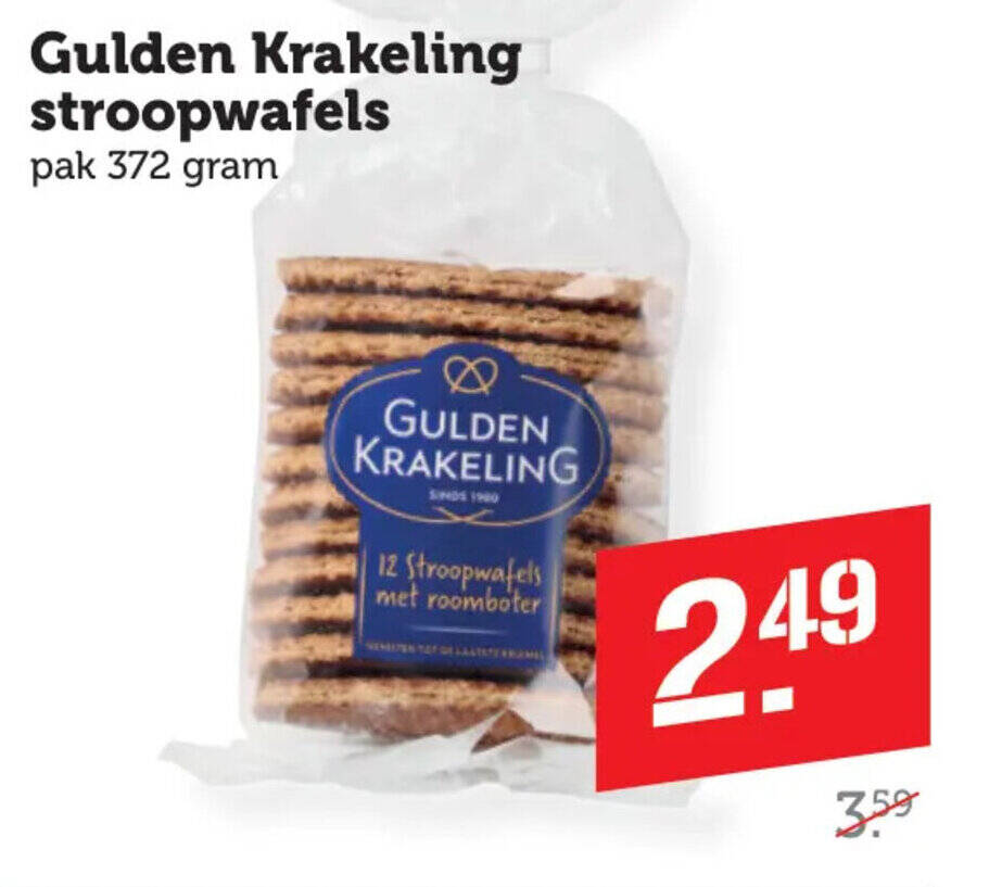 Gulden Krakeling stroopwafels 372 g aanbieding bij Dagwinkel
