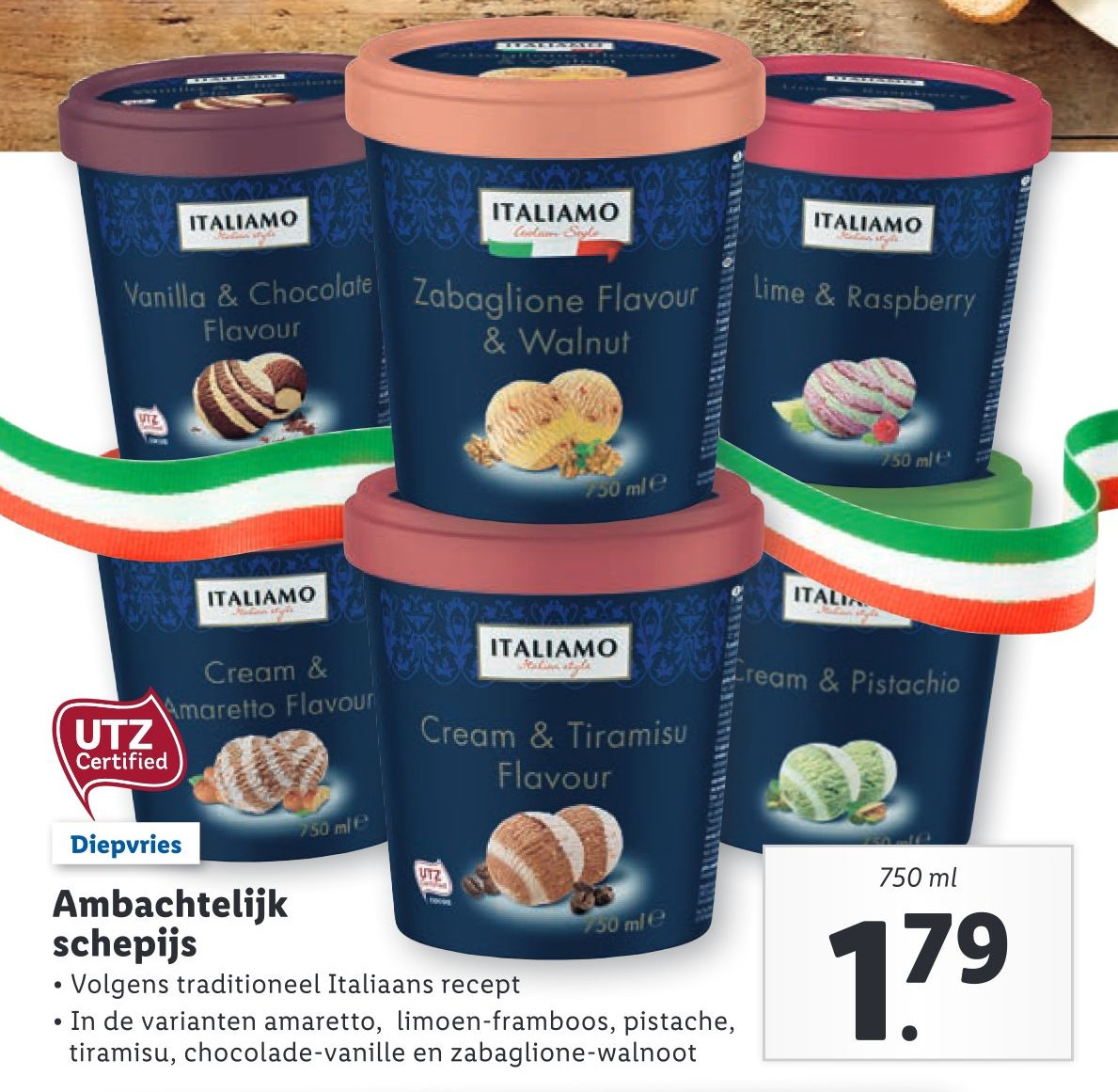 Ambachtelijk schepijs 750ml aanbieding bij Lidl