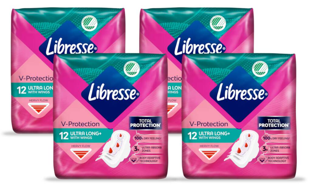 Libresse V-Protection Ultra Long+ Wings Maandverband Multiverpakking ...