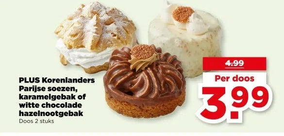 PLUS Korenlanders Parijse soezen karamelgebak of witte chocolade ...