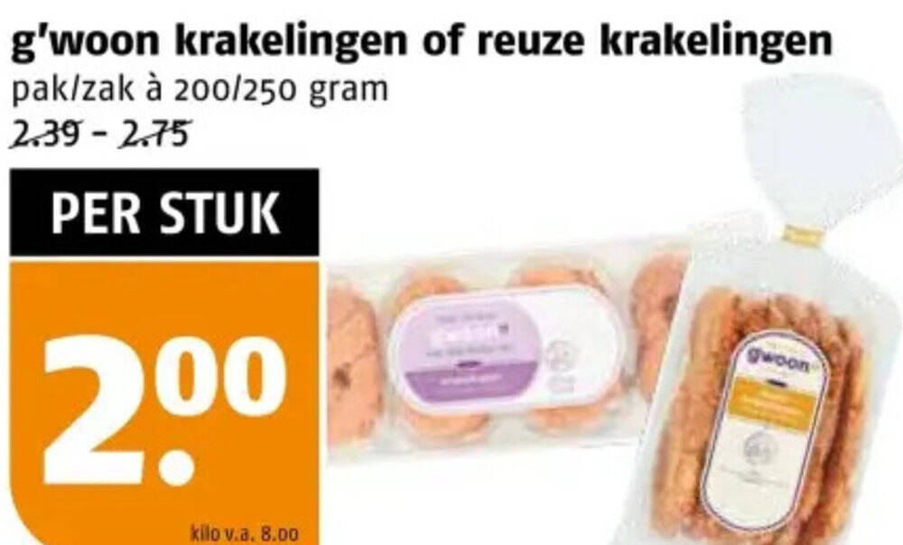 g'woon krakelingen of reuze krakelingen 200 - 250 g aanbieding bij Poiesz