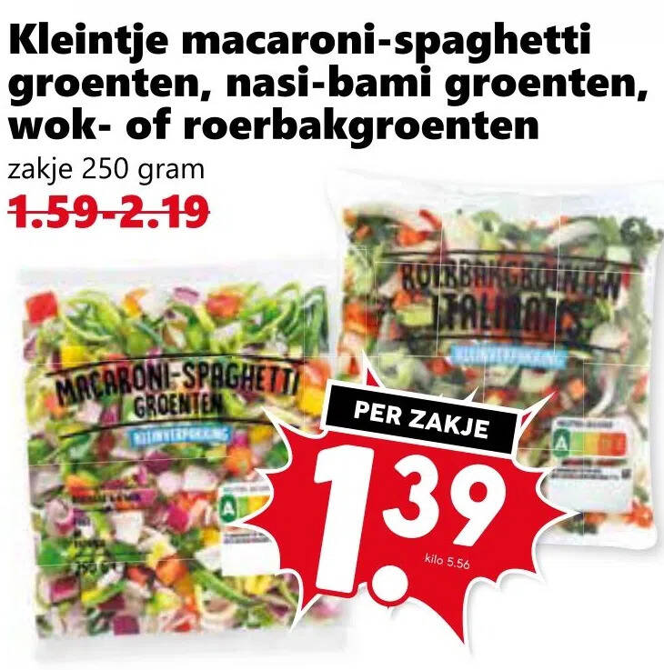 Kleintje macaroni-spaghetti groenten, nasi-bami groenten, wok- of ...