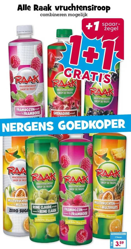 Alle Raak vruchtensiroop aanbieding bij Boon`s Markt