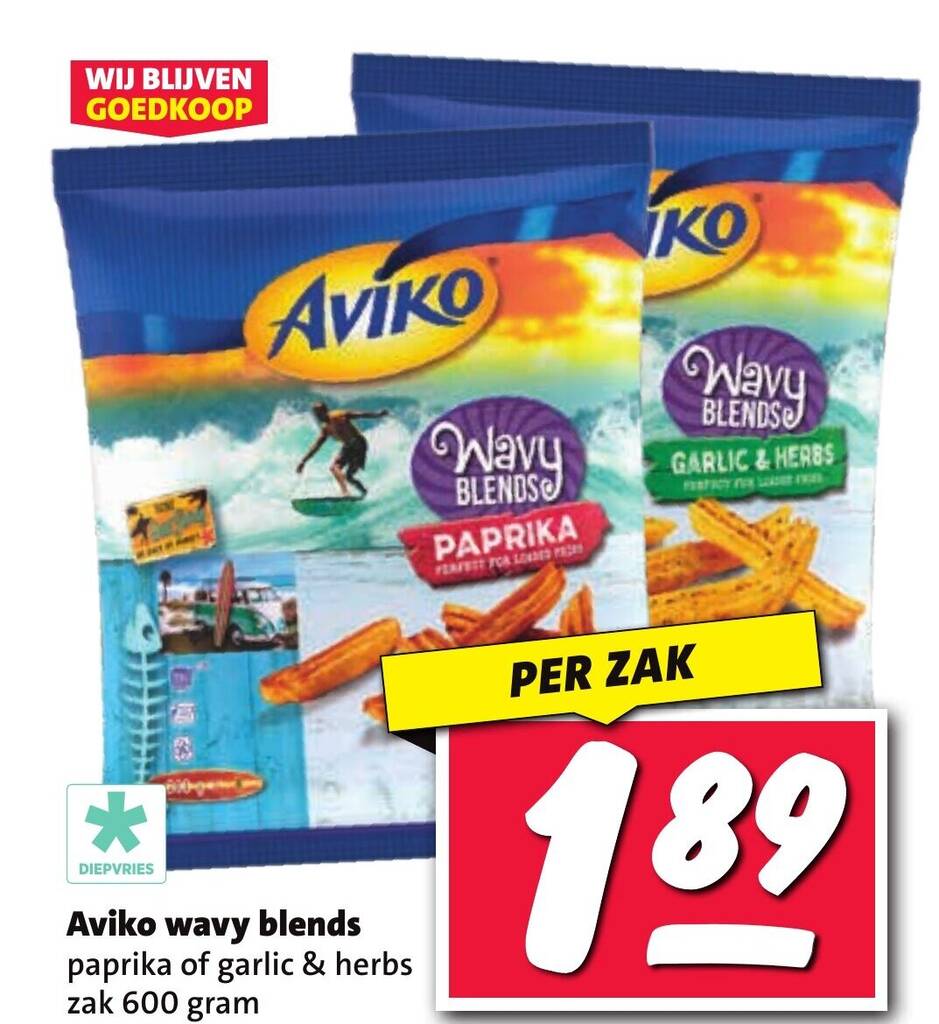 Aviko wavy blends paprika of garlic & herbs 600 g aanbieding bij Nettorama