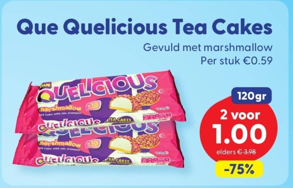 Que Quelicious Tea Cakes aanbieding bij Die Grenze