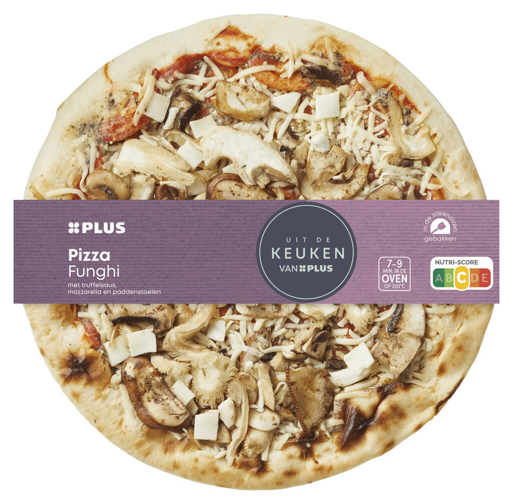 Uit de keuken van PLUS Pizza Funghi Per 460 g aanbieding bij PLUS