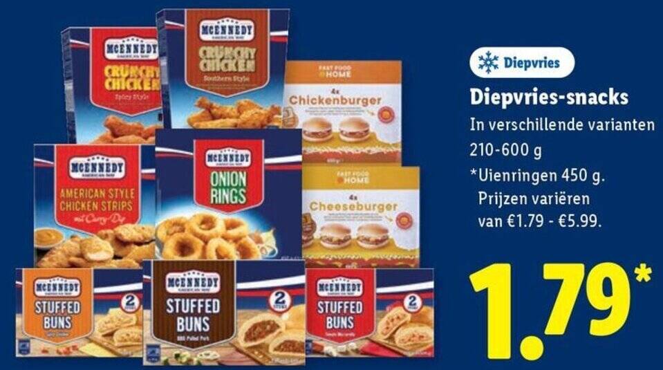 Diepvries-snacks 210 - 600 g aanbieding bij Lidl