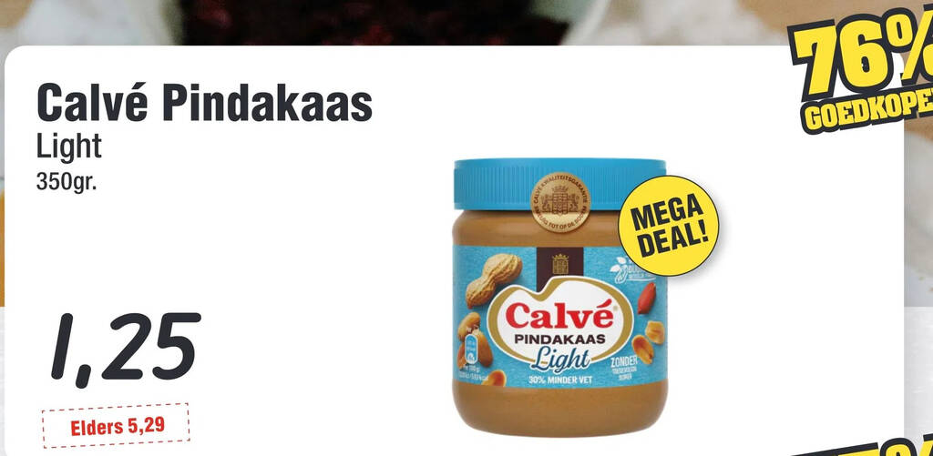 Calvé Pindakaas Light aanbieding bij Budget Food