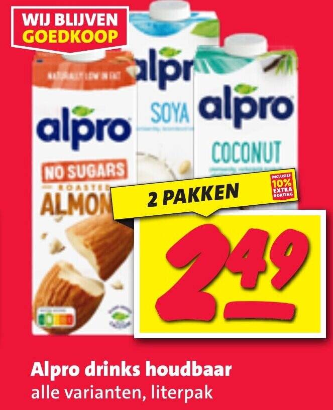 Alpro drinks houdbaar aanbieding bij Nettorama