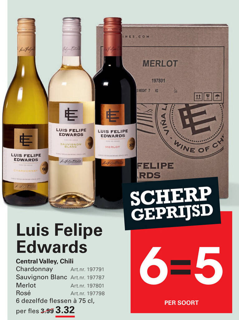 Luis Felipe Edwards 75 cl. aanbieding bij Sligro