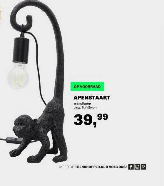 Apenstaart Wandlamp aanbieding bij Trendhopper