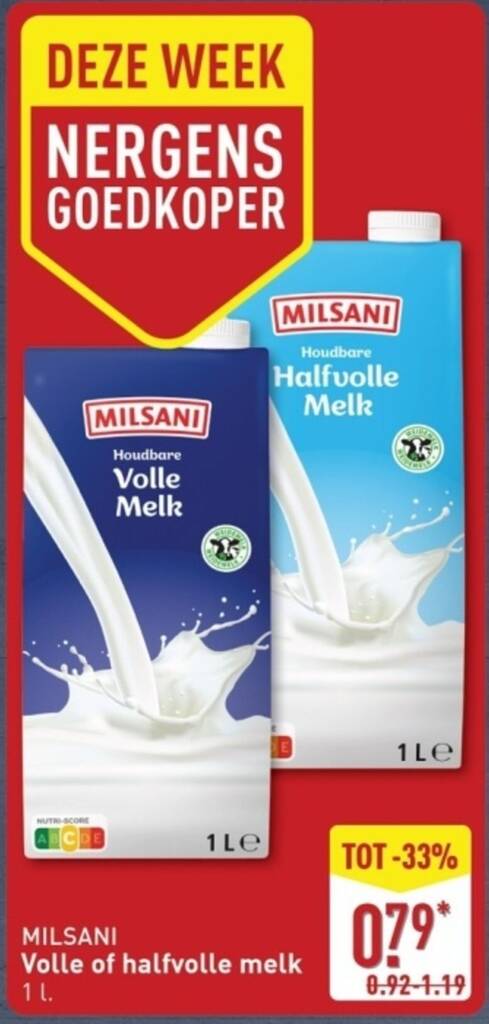 Milsani Houdbare Melk 1 liter aanbieding bij ALDI