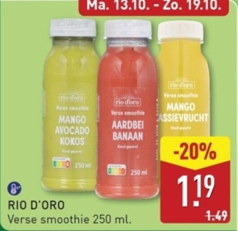 Rio d'oro Verse smoothie 250 ml aanbieding bij ALDI
