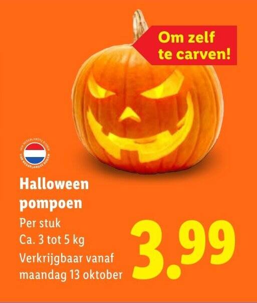 Halloween pompoen aanbieding bij Lidl