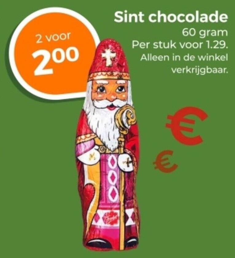 Sint chocolade 60 gram x 2 aanbieding bij Trekpleister