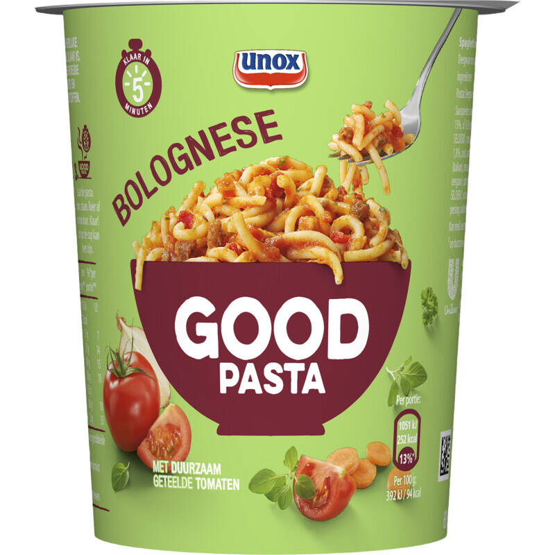 Unox Good pasta bolognese 68 g aanbieding bij Albert Heijn