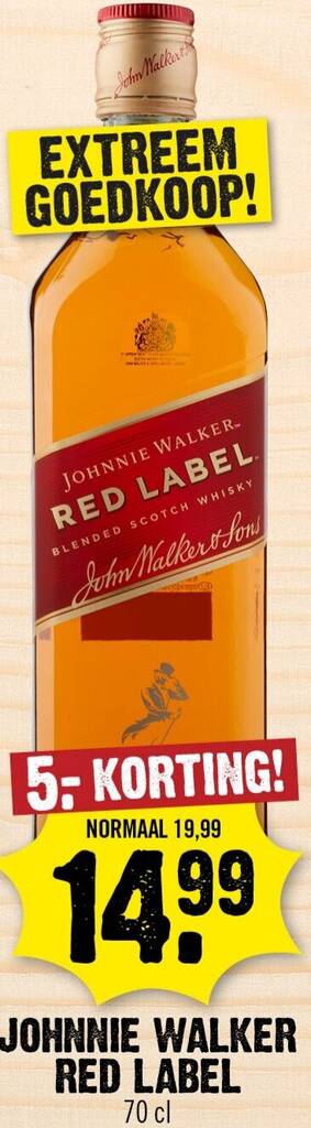 John Walker Red Label 70 cl aanbieding bij Dirk