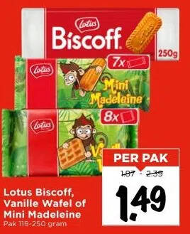 Lotus Biscoff, Vanille Wafel of Mini Madeleine aanbieding bij Vomar ...