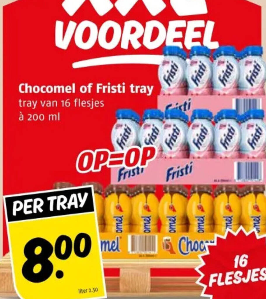 Chocomel of Fristi tray 200 ml aanbieding bij Poiesz