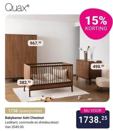 Babykamer Ashi Chestnut aanbieding bij Van Asten BabySuperstore