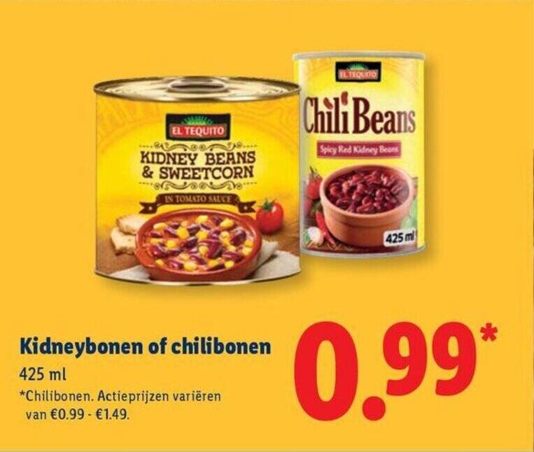Kidneybonen of chilibonen 425 ml aanbieding bij Lidl