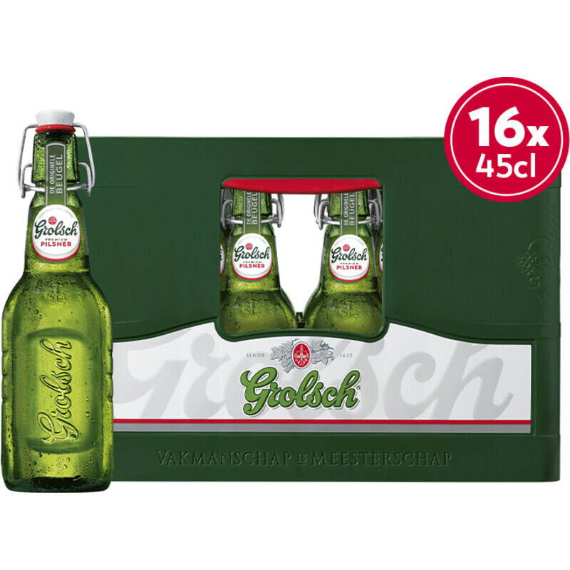 Grolsch Pils in beugelfles 16 x 0,45 l aanbieding bij Albert Heijn