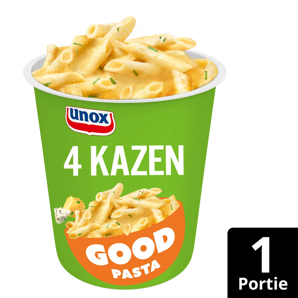 Unox Good pasta 4 kazen Per 66 g 1+1 gratis aanbieding bij PLUS