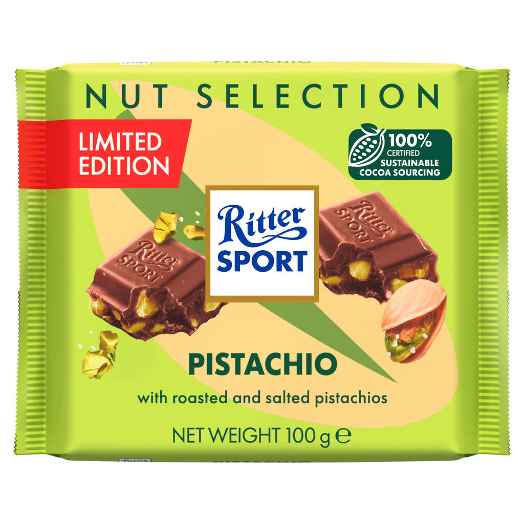 Ritter Sport Chocoladereep Pistache per 100 g aanbieding bij PLUS