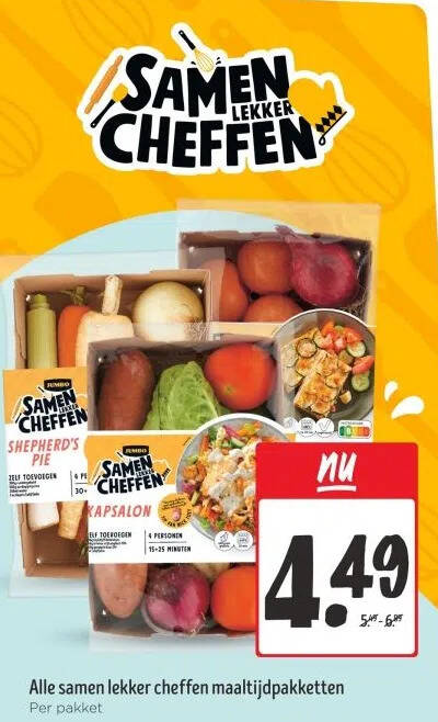 Alle samen lekker cheffen maaltijdpakketten aanbieding bij Jumbo