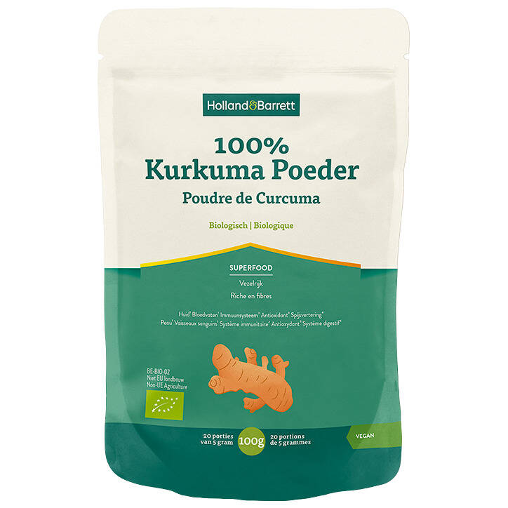 Holland & Barrett 100% Kurkuma Poeder Biologisch - 100 gram 1+1 gratis ...