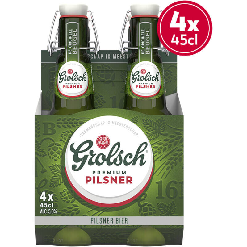 Grolsch Premium pilsner bier beugel 4-pack 4 x 0,45 l aanbieding bij ...
