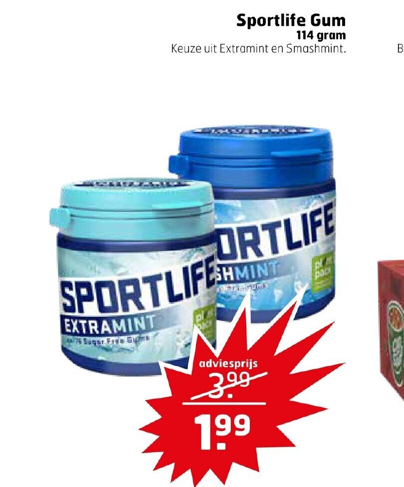 Sportlife Gum 114 gram aanbieding bij Trekpleister